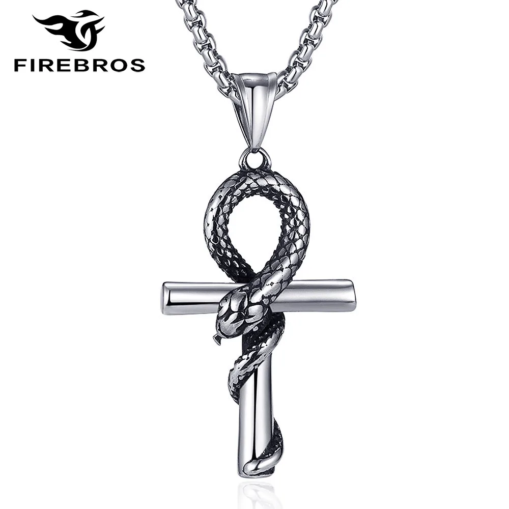 FIREBROS никогда не выцветает, нержавеющая сталь 316L, змея Анк, крест ...