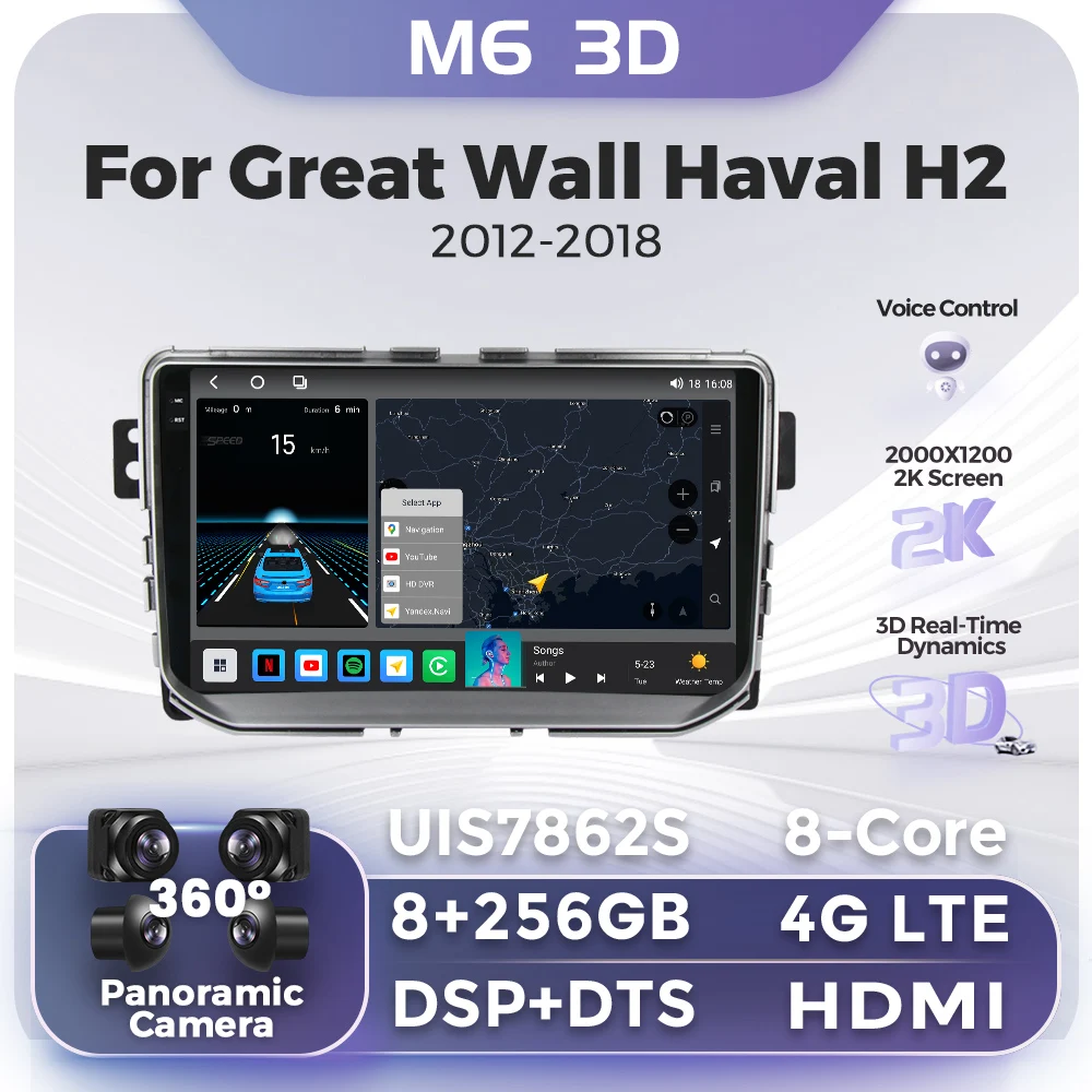 НОВЫЙ автомобильный радиоприемник M6 3D QLED 2K SWC, мультимедийный видеоплеер, Android Auto ...