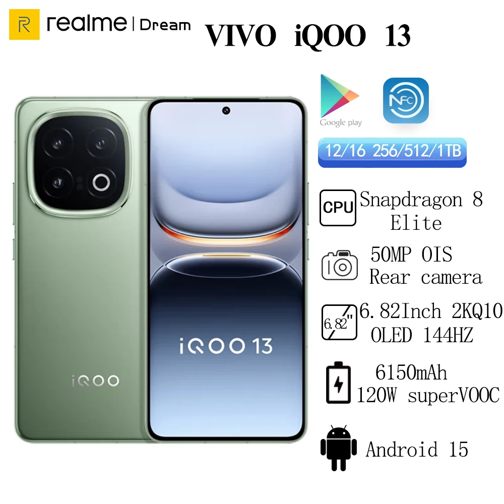 Китайская версия ViVO iQOO13 Задняя камера 50 МП OIS Snapdragon 8 Elite 6150 мАч 120 Вт ...