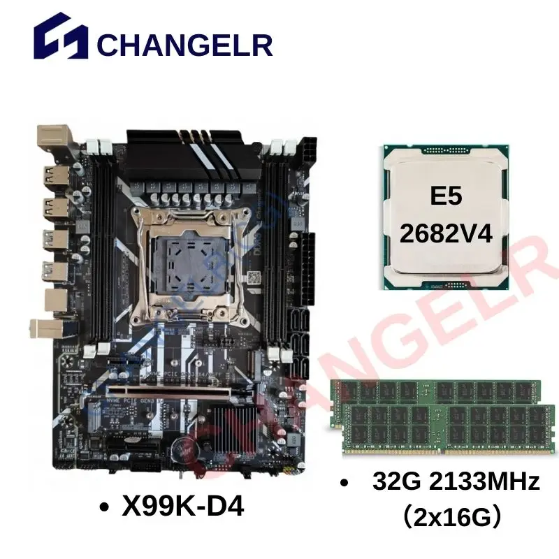 X99K-D4 E5-2682V4 LGA2011-3 Материнская плата DDR4 RAM 32 ГБ M-ATX X99 ...