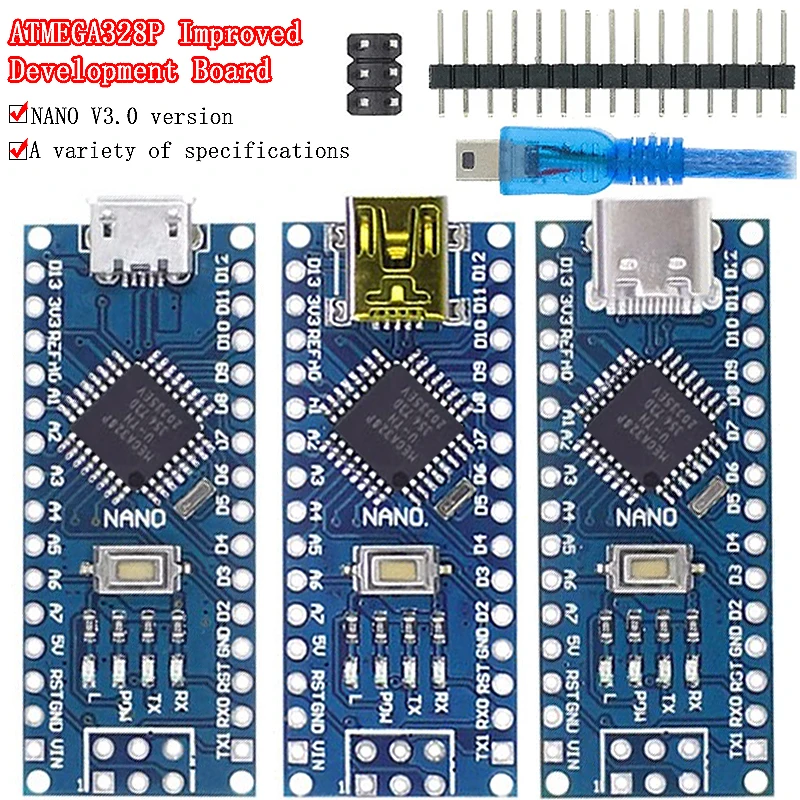 Мини/Type-C/Micro USB Nano 3,0 с Загрузчиком совместимый контроллер Nano для arduino CH340 USB ...