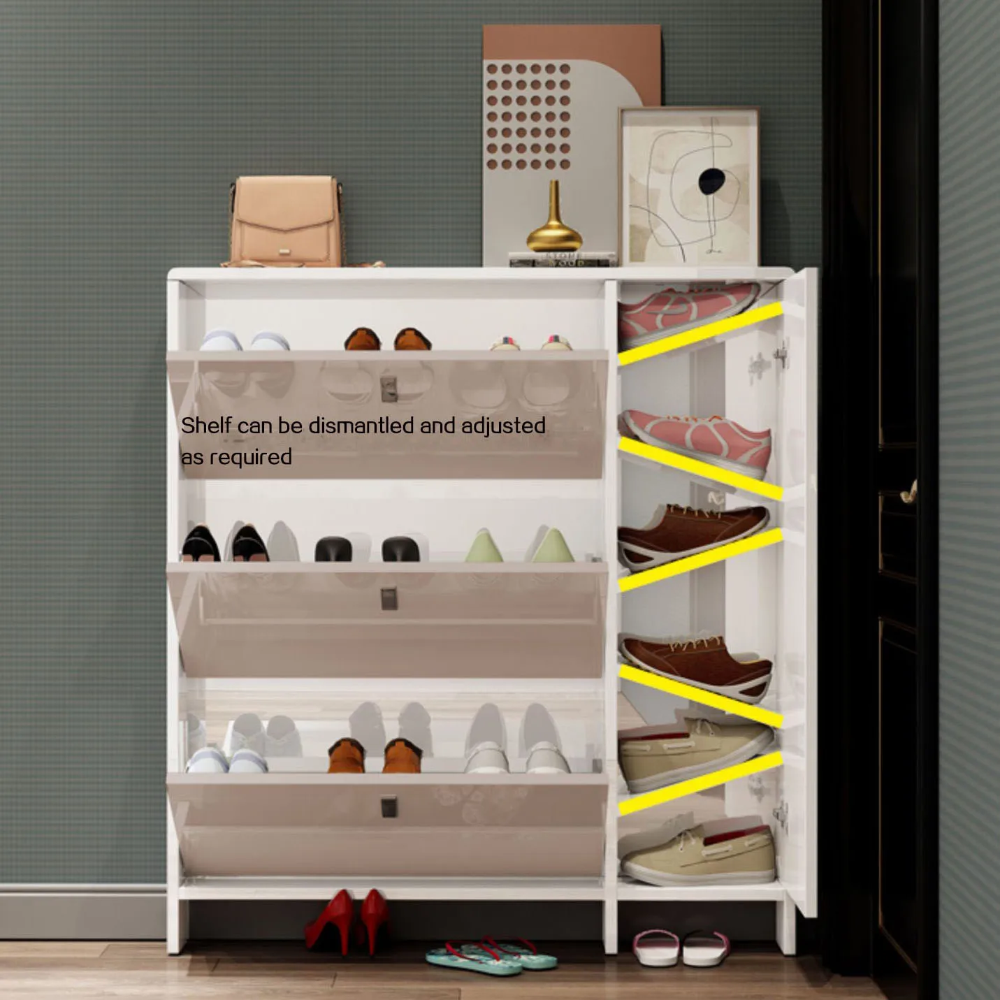 Simple Entrance Door Shoe Organizer Ultra-thin Tipping Shoe Cabinet ...