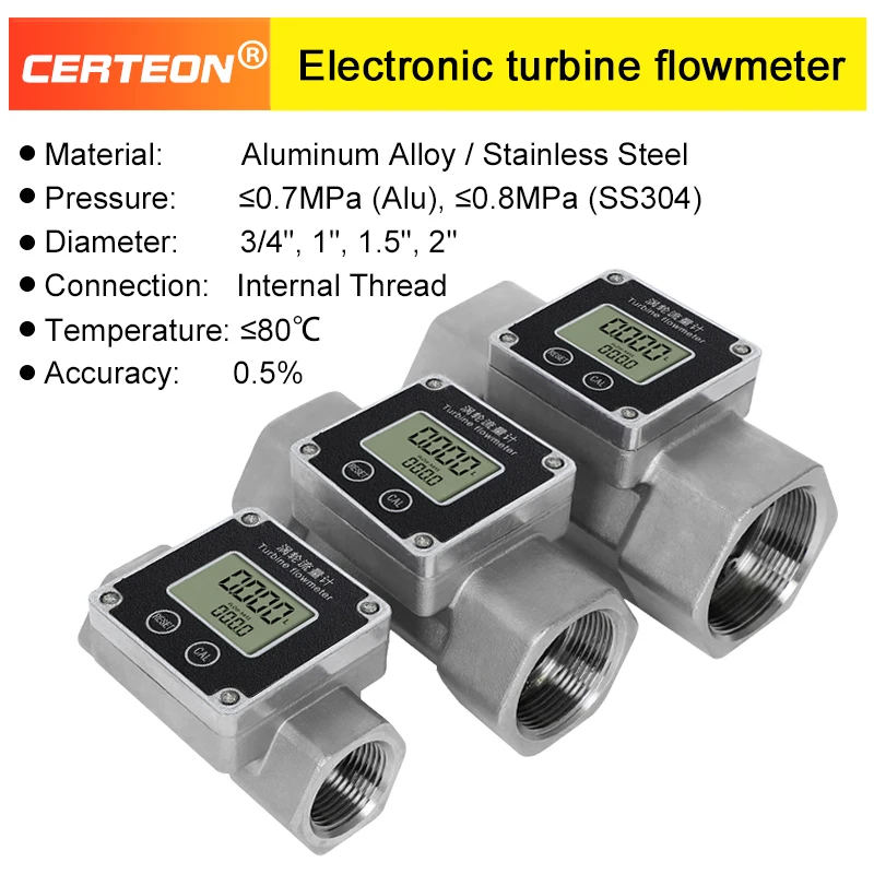 Электронный турбинный расходомер CERTEON нержавеющая сталь | AliExpress