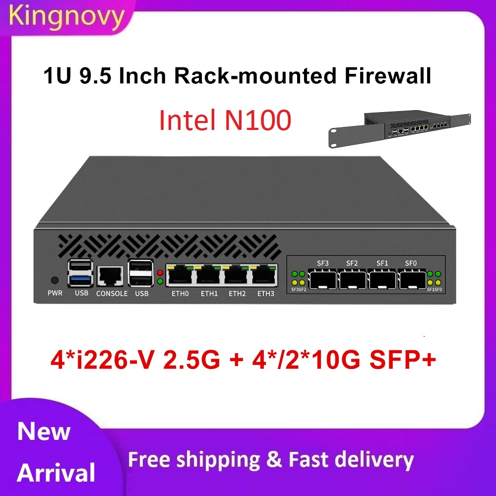 Topton Intel N100 1U 9,5-дюймовый стоечный мини-ПК 4*/2*10G SFP 4xi226 ...