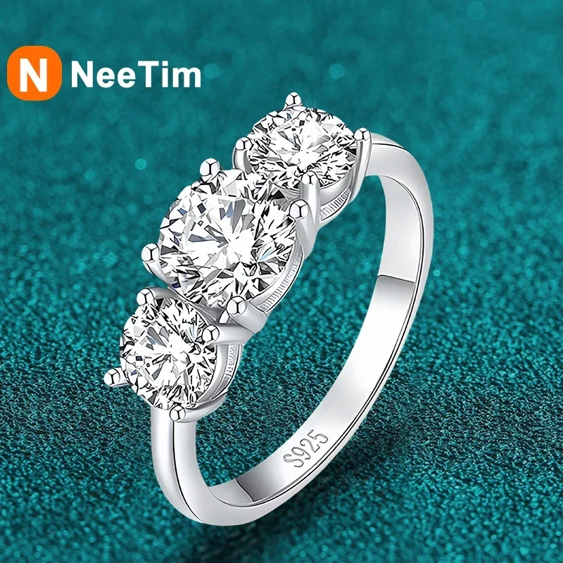 Обручальное кольцо NeeTim 4 карат муассанит серебро 925 | AliExpress