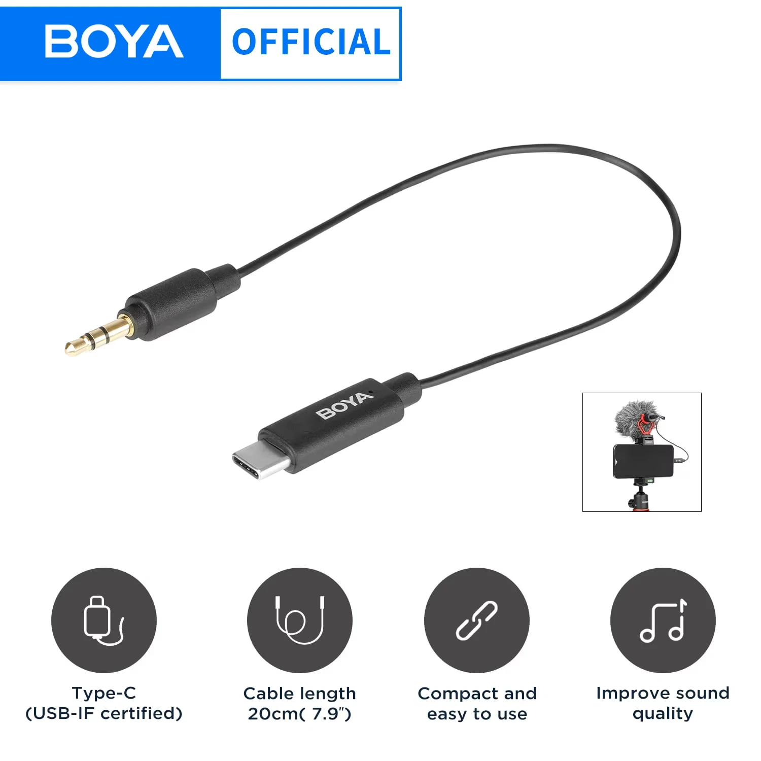 BOYA BY-K2 Адаптер 3,5 мм TRS на USB Type-C | AliExpress