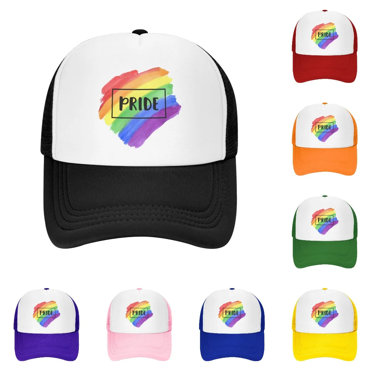 Снэпбэк Кепка ЛГБТ в радужную полоску, сетчатая Кепка-тракер ...