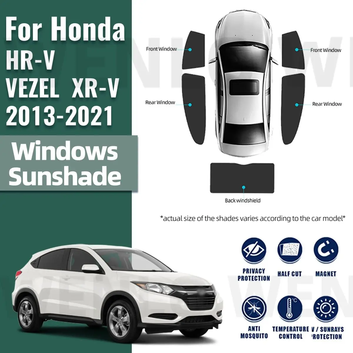 Для Honda HRV HR-V VEZEL XRV XR-V 2016-2021 Магнитный автомобильный солнцезащитный козырек ...