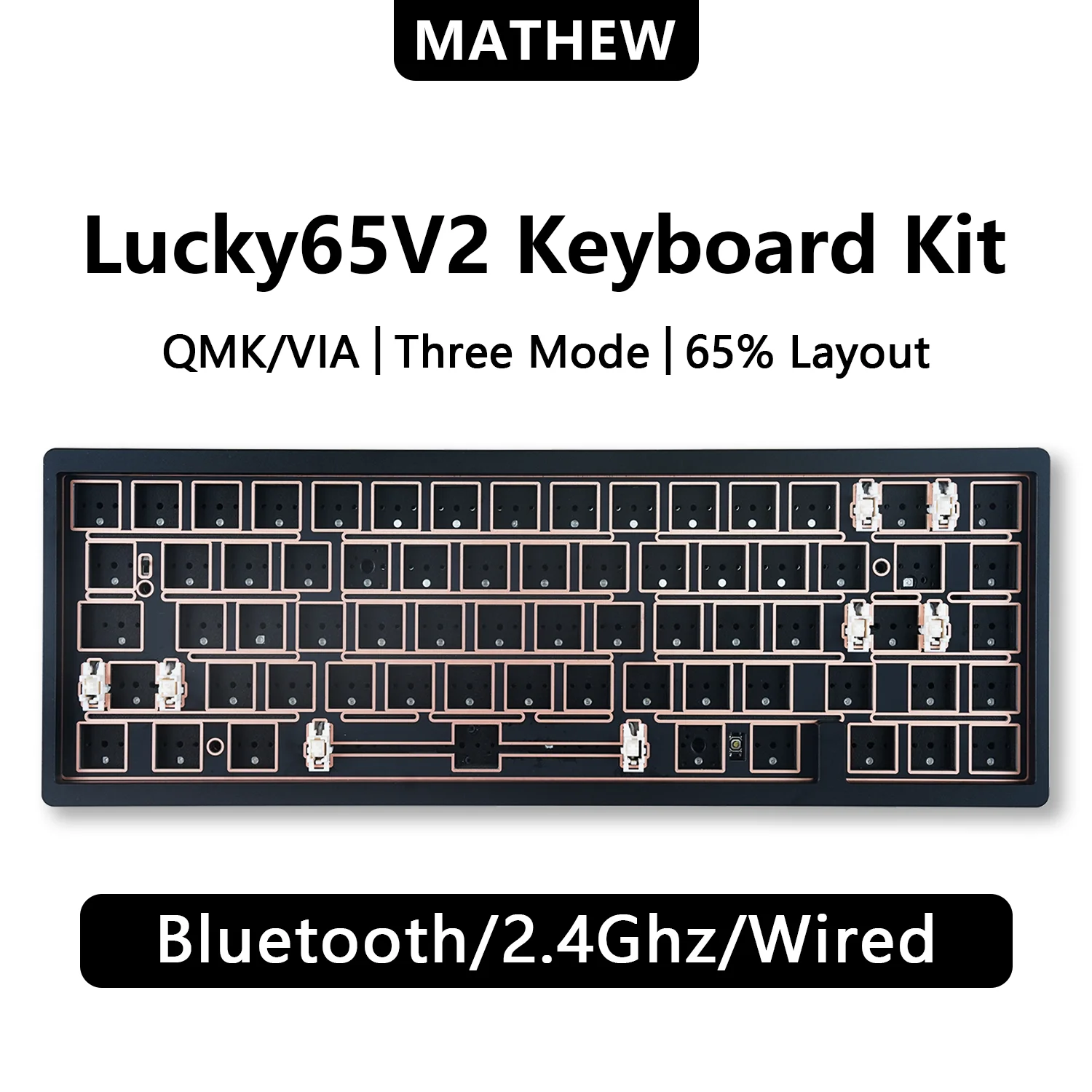 WEIKRV Lucky65V2 алюминиевый комплект механической клавиатуры, 3 режима ...