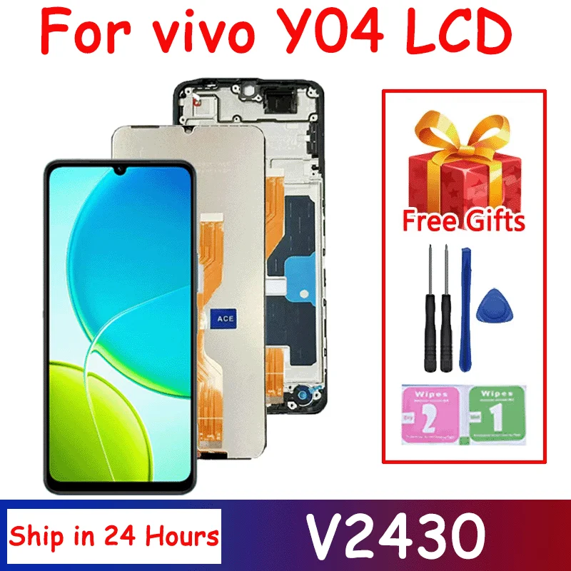 6,74 " ЖК-дисплей для VIVO Y04 V2430, ЖК-дисплей, дигитайзер сенсорного ...