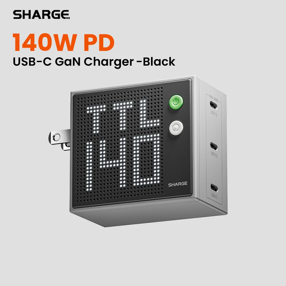 Зарядное устройство SHARGE Pixel 140 Вт GaN USB-C, 3 порта PD3.1/QC4.0 ...