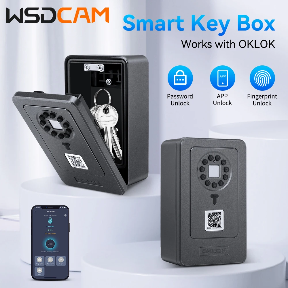 WSDCAM Smart Fingerprint Key Storage Box Bluetooth Wireless Password ...