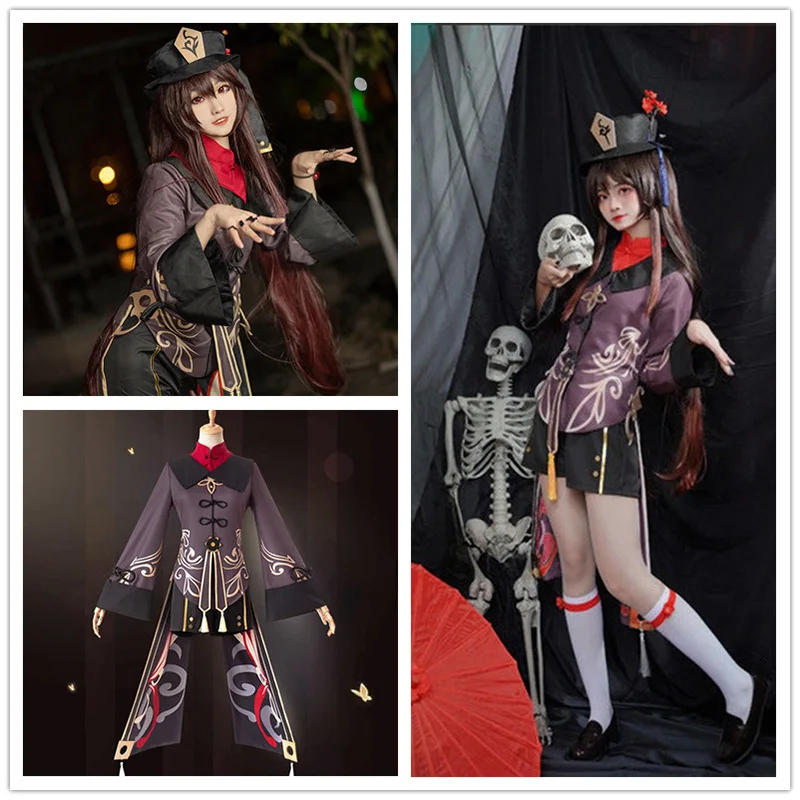 Genshin Impact Hu Tao Cosplay Costume Anime Game HuTao Uniform Wig ...