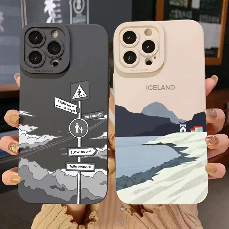 Простой чехол с масляной живописью Road Sign для Samsung Galaxy S24 S23 ...