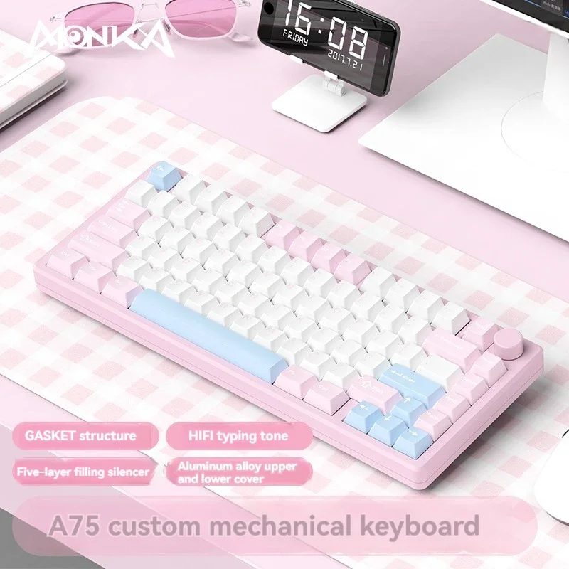 Алюминиевая механическая клавиатура MONKA A75 | AliExpress