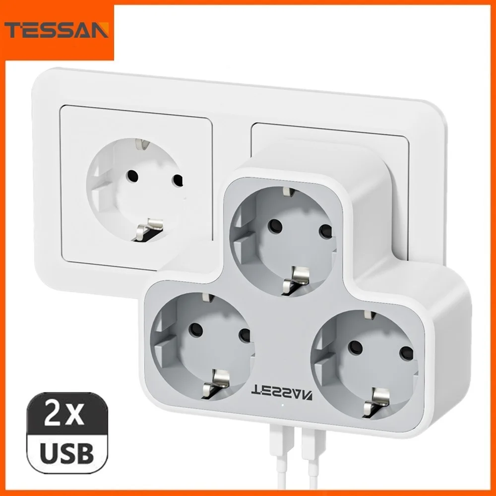 TESSAN разветвитель для розетки европейского стандарта с USB-портами ...
