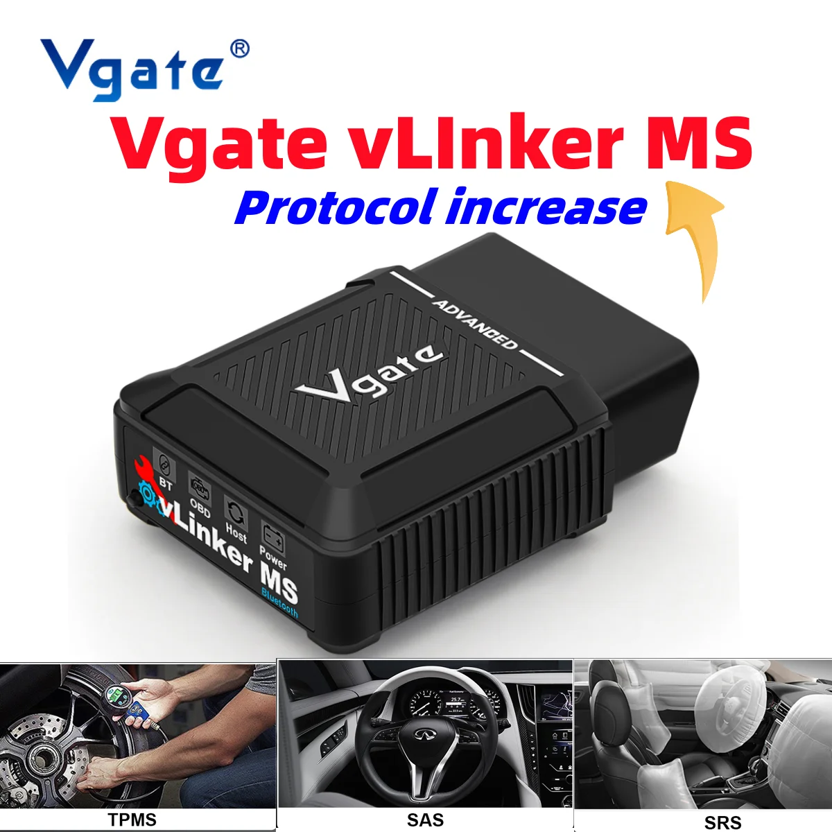 Vgate vLinker MS обновленный ELM327 Bluetooth Поддержка iOS/ПК/Android ...