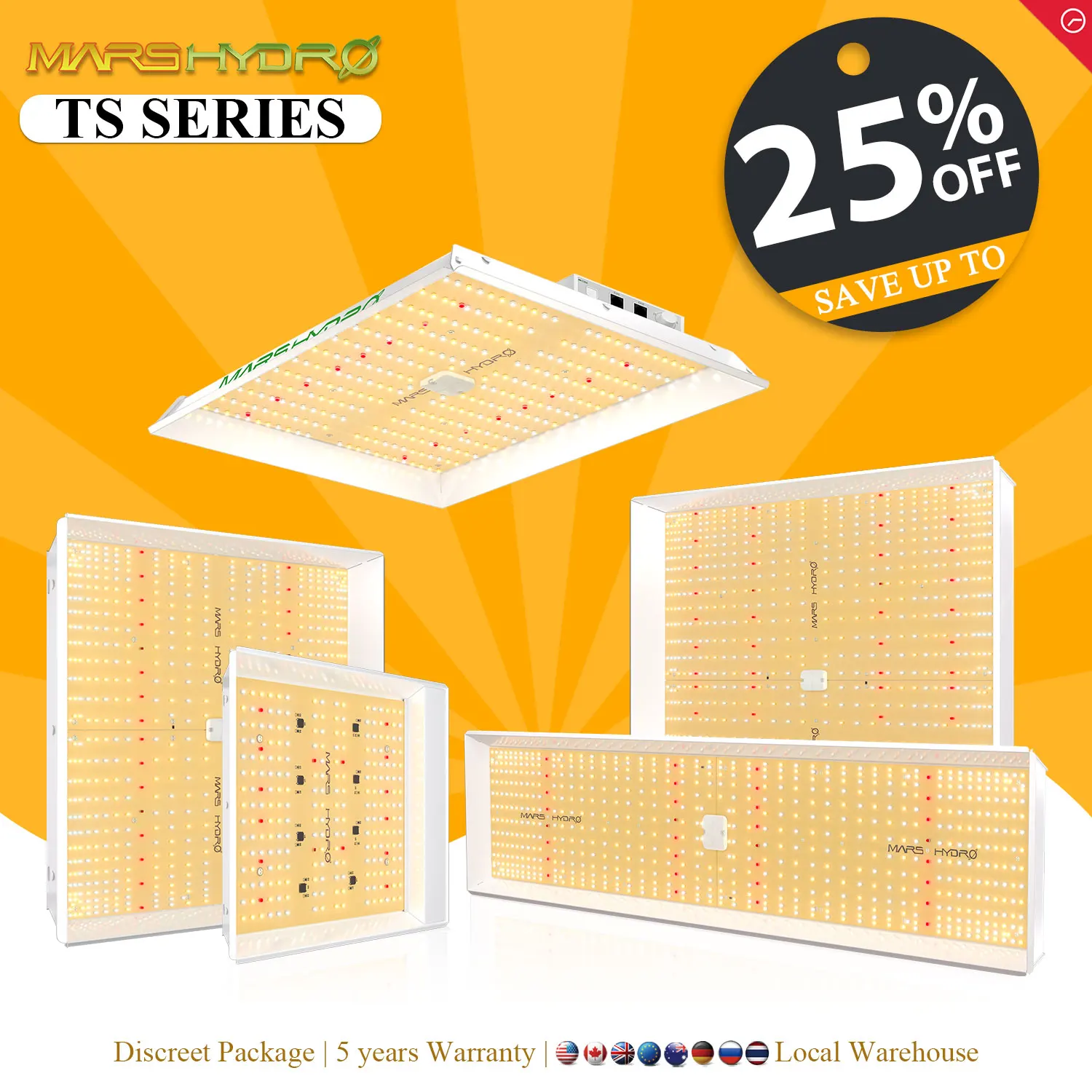 Светодиодная лампа MarsHydro TS 600 1000 2000 3000 с регулируемой ...