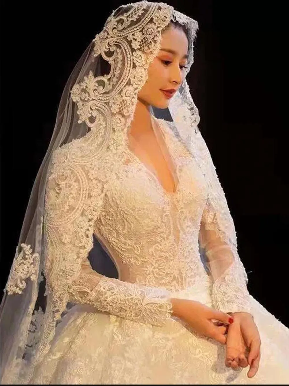 Фата свадебная Mantilla со скрытой расческой, Длинная фата для невесты ...