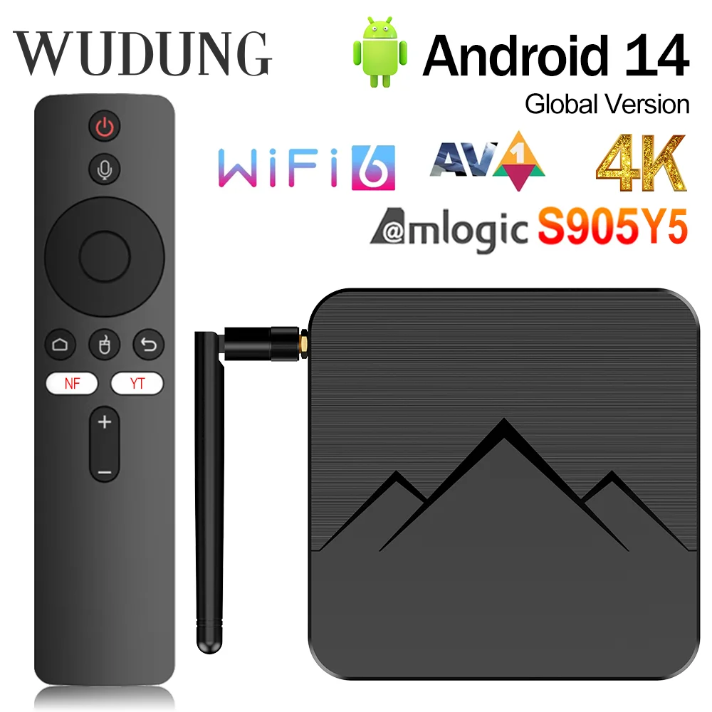 Android 14 WUDUNG WD05 AV1 Smart TV Box Amlogic S905Y5 4 ГБ 32 ГБ BT TV ...