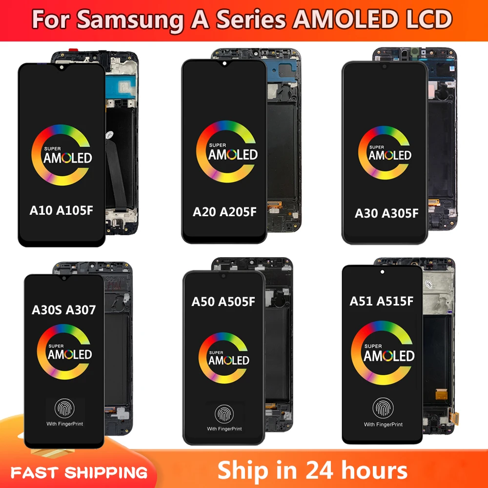AMOLED для Samsung A50 A505F/DS ЖК-дисплей A10 A20 A30 A30S Дигитайзер ...