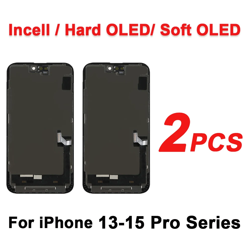 2 шт. Мягкий жесткий OLED-дисплей Incell для iPhone 13 14 Pro Max 15 ...