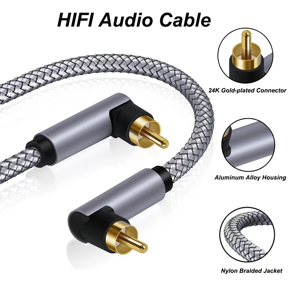 Hi-Fi аудиокабель 90 градусов, позолоченный цифровой коаксиальный ...