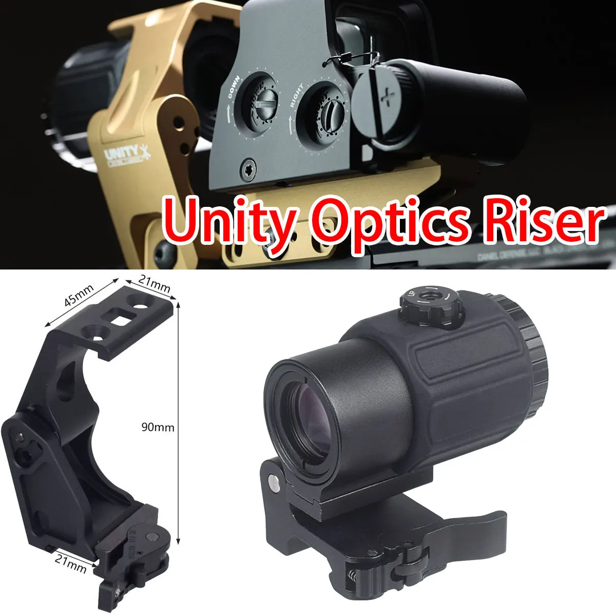 Тактическая 3х лупа Unity Fast Mount 2,26 дюйма для G33 G43 G45 ...