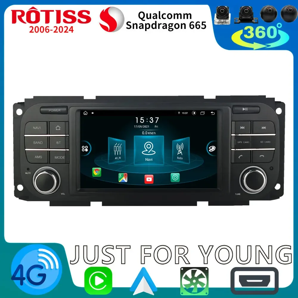 Автомобильный GPS-радиоприемник Android 13 8G + 256G для Jeep Cherokee ...