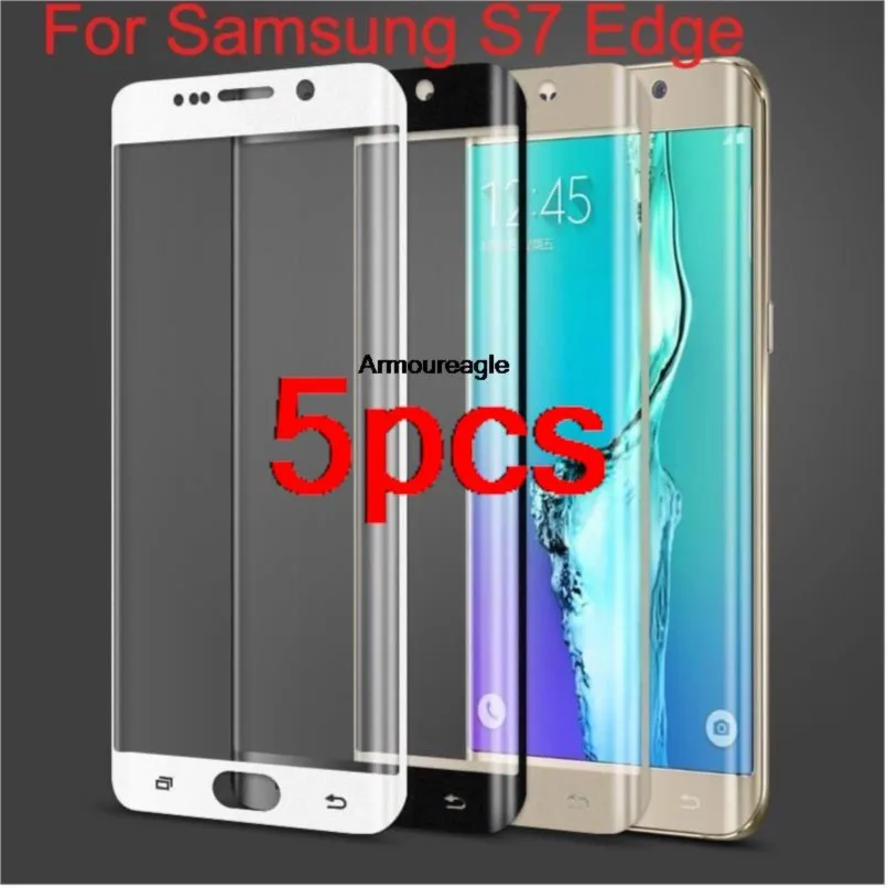 5 шт. 3d изогнутое полное покрытие для samsung galaxy s7 edge закаленное стекло Защита экрана на ...