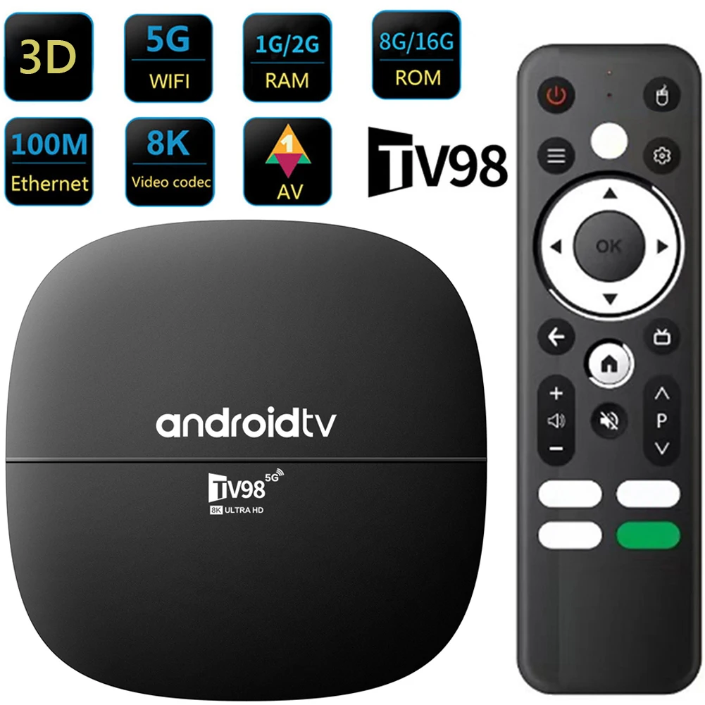 TV98 ATV Android 13.0 Smart TV Box Dual WIFI BT4.0 4K HD Медиаплеер Allwinner H313 ...