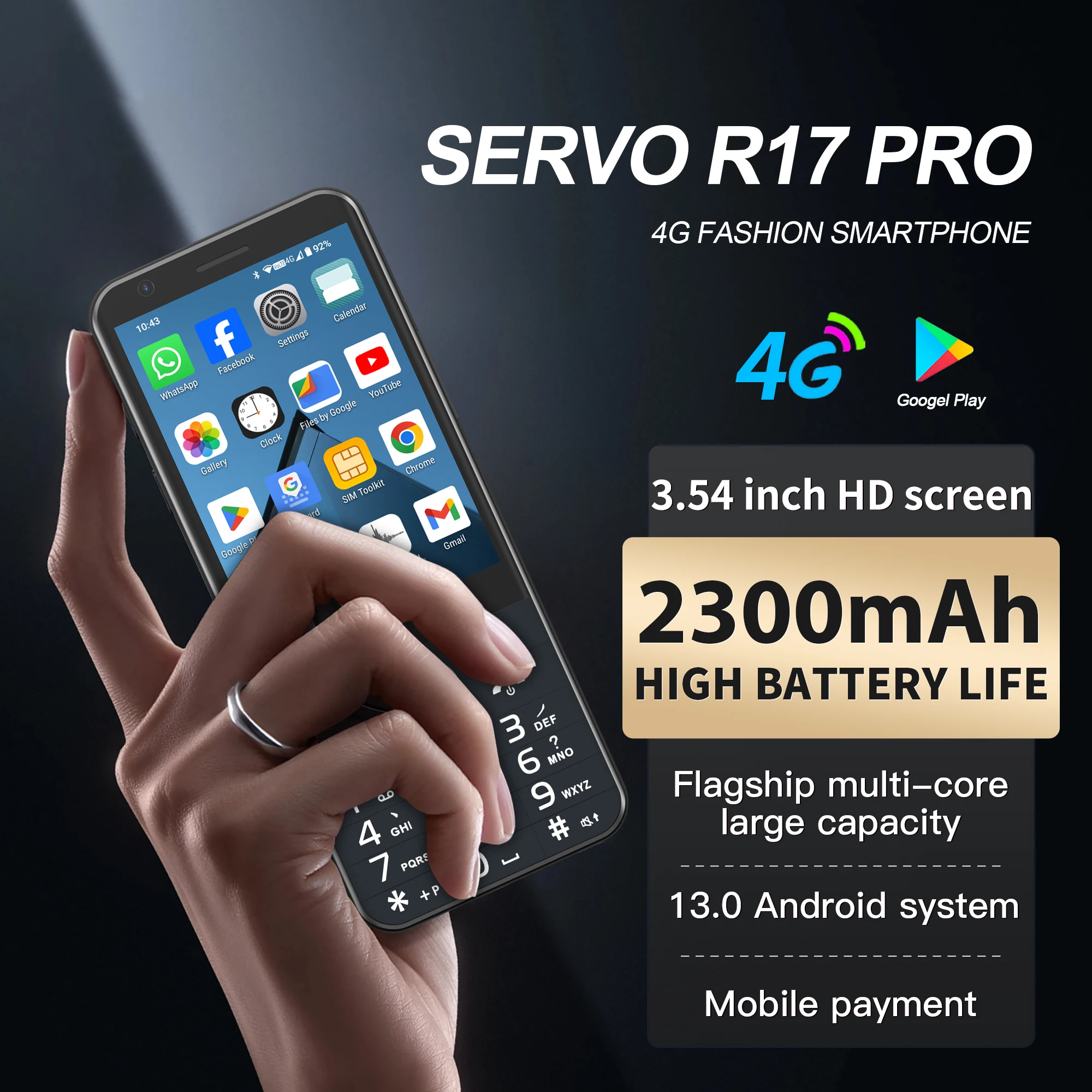 2025 NEW SERVO R17 PRO Тонкая кнопка Android смартфон 4G LTE 2SIM в режиме ожидания 4 ГБ + 64 ГБ ...