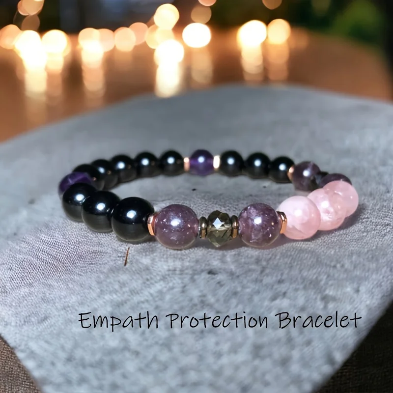 Черный турмалиновый браслет Empath для женщин, модный браслет-нитка с ...