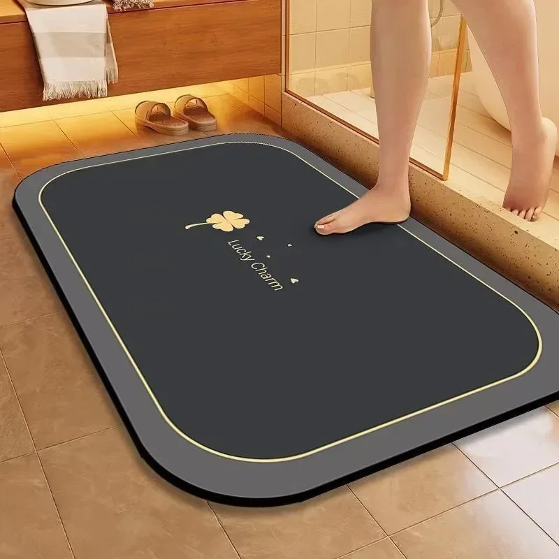 Bathroom Floor Mat Solid Color Carpet Water-absorbing Quick-drying Non ...