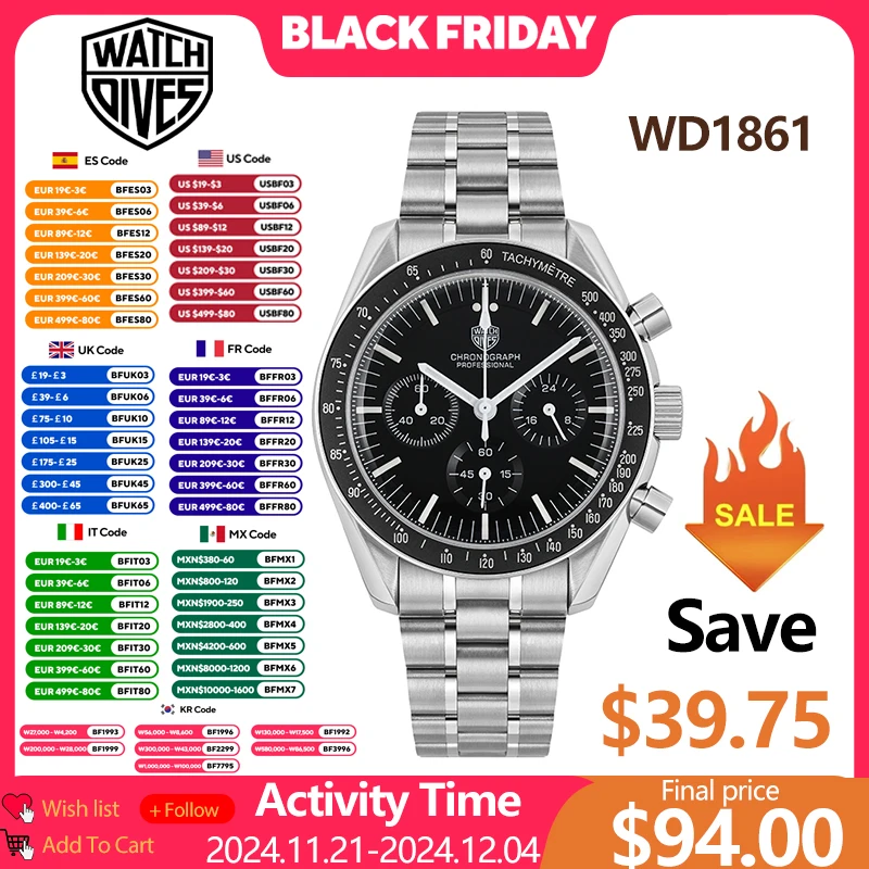 Мужские наручные кварцевые часы Watchdives WD1861 V1, цвет в ...