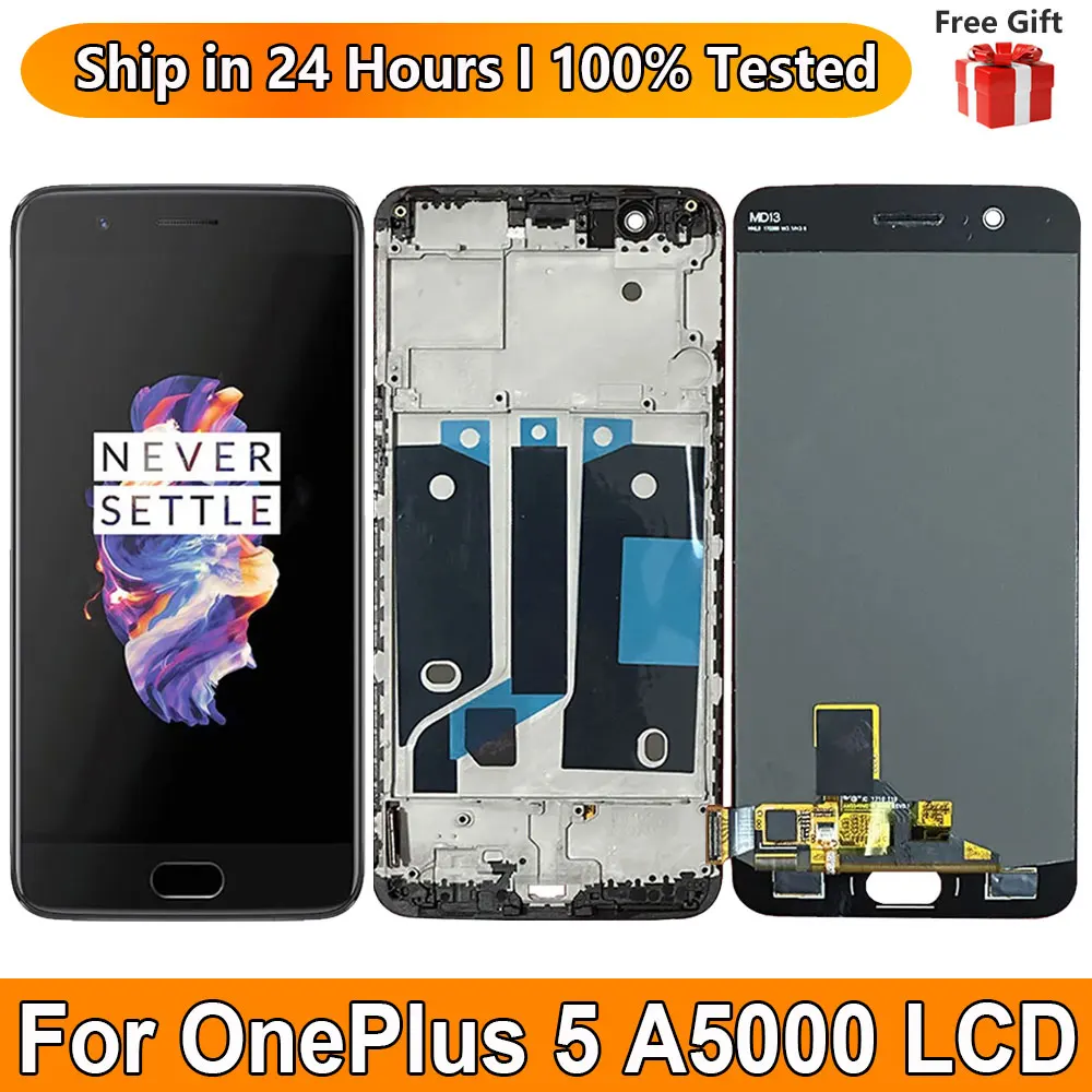 AMOLED-экран для OnePlus 5 A5000, ЖК-дисплей с рамкой, сенсорный датчик ...