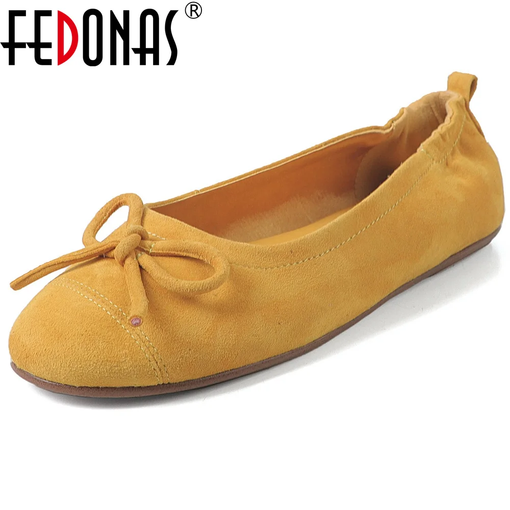 FEDONAS замшевые женские лоферы, удобная весенне-летняя повседневная обувь с круглым носком и ...