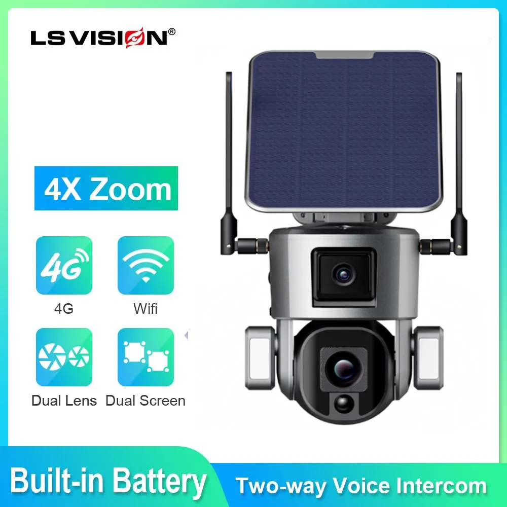 LS VISION 4K 8MP 4G/WIFI Wireless Solar Camera Dual Lens 10X Optical