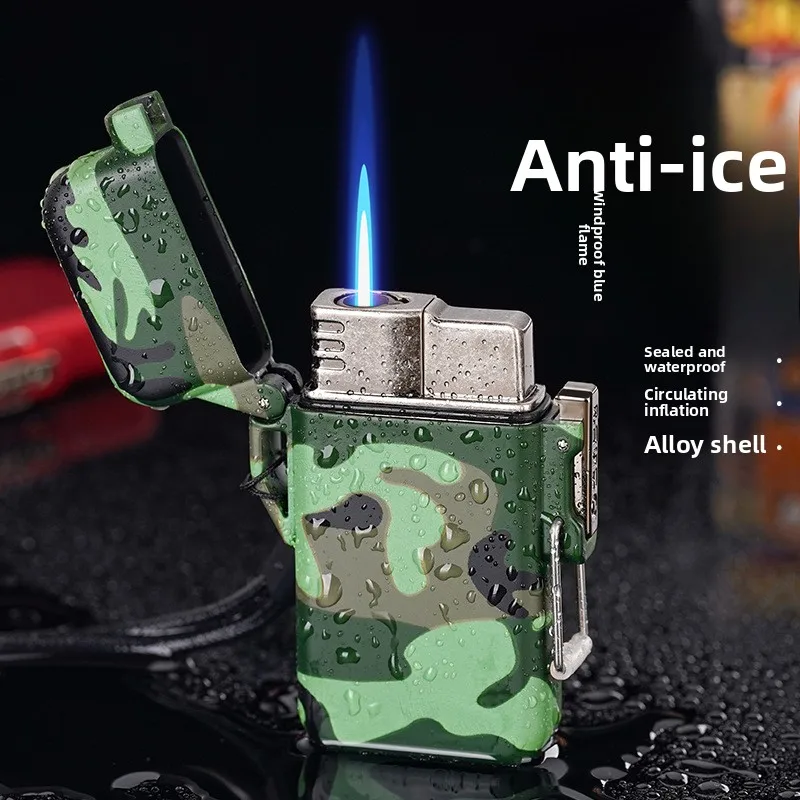 Multiple Waterproof Outdoor Metal Blue Flame Windproof Lighter with ...