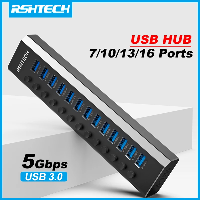 USB-концентратор RSHTECH 7/10/13/16 портов | AliExpress