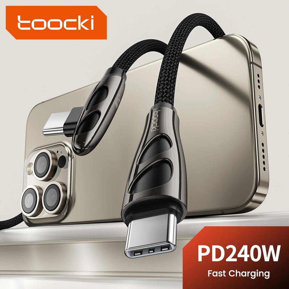 Toocki 240 Вт 90 градусов USB C to Type C Кабель PD3.1 QC4.0 Шнур для быстрой зарядки типа C для ...