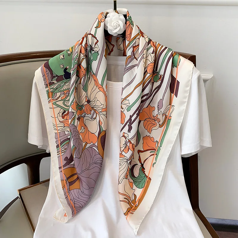 Square Kerchief Hijab Scarf Women Small Shawls Bandana Head Hair ...