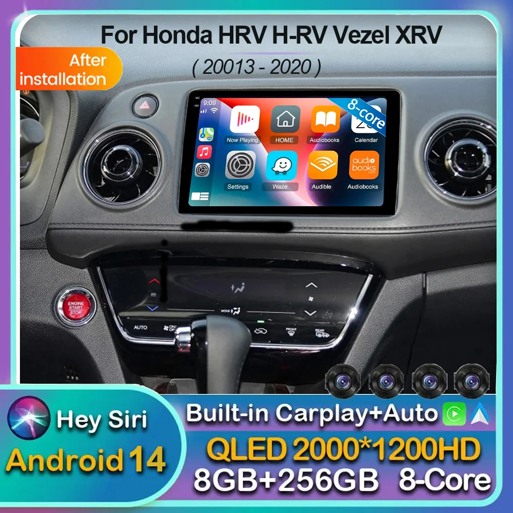 Android 14 Carplay Auto для Honda Vezel HR V HRV XRV 2015 2016 2017 2018 2019 2020 ...