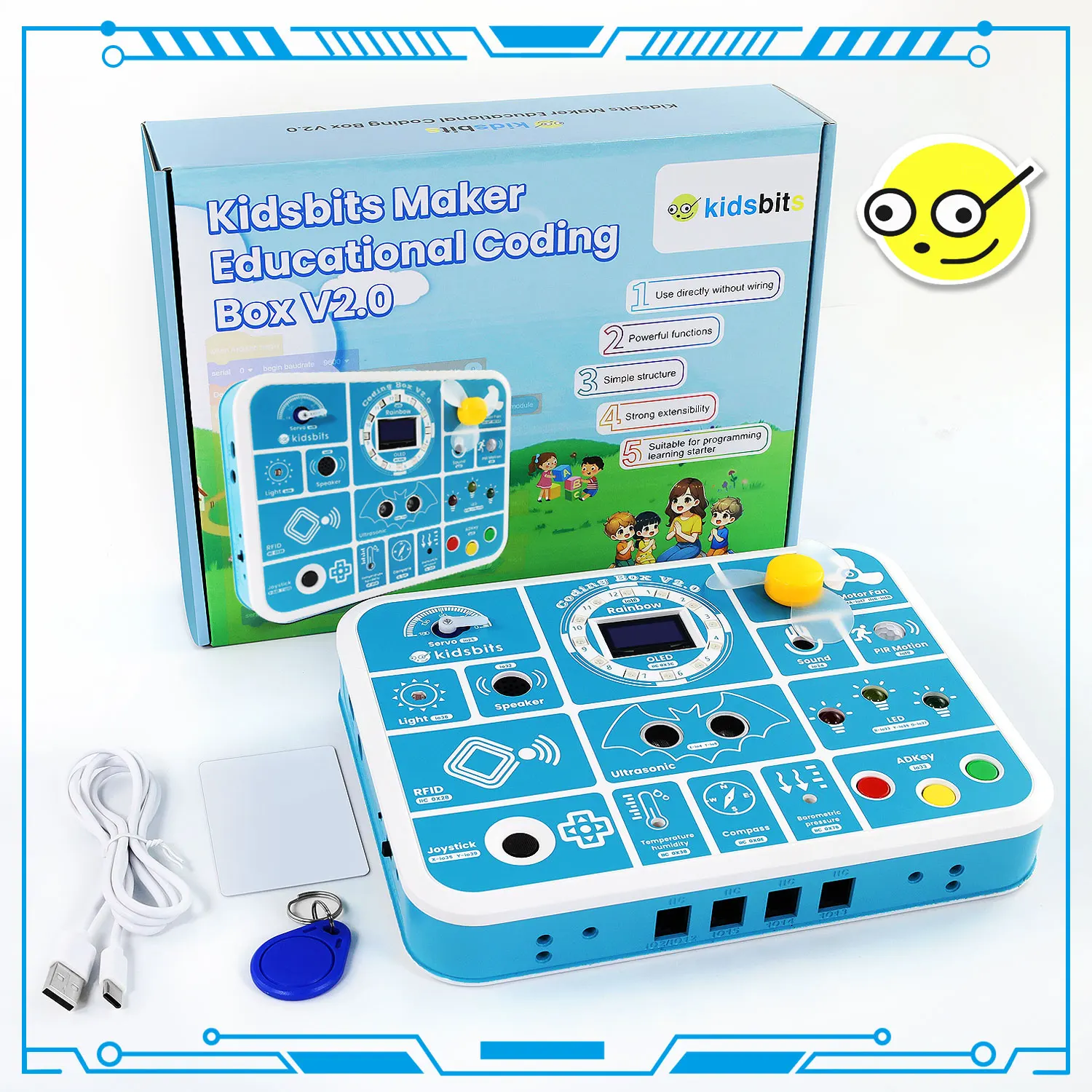НОВЫЙ Keyestudio Kidsbits ESP32 Кодировочная коробка V2.0 Датчики STEAM Развивающий инструмент ...