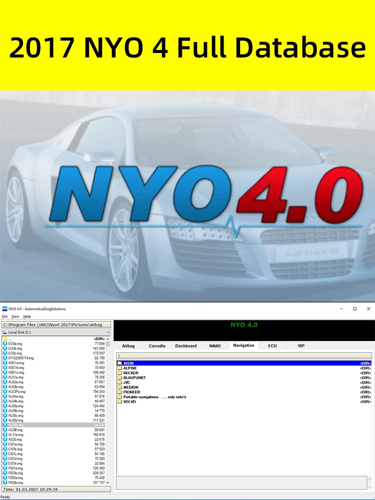 2017 NYO 4 Полная база данных Carradio Airbagb навигация приборной панели IMMO ECU программное ...