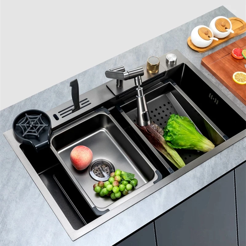 Digital Display Sink 304 Stainless Steel Knife Nano Kitchen Sink ...