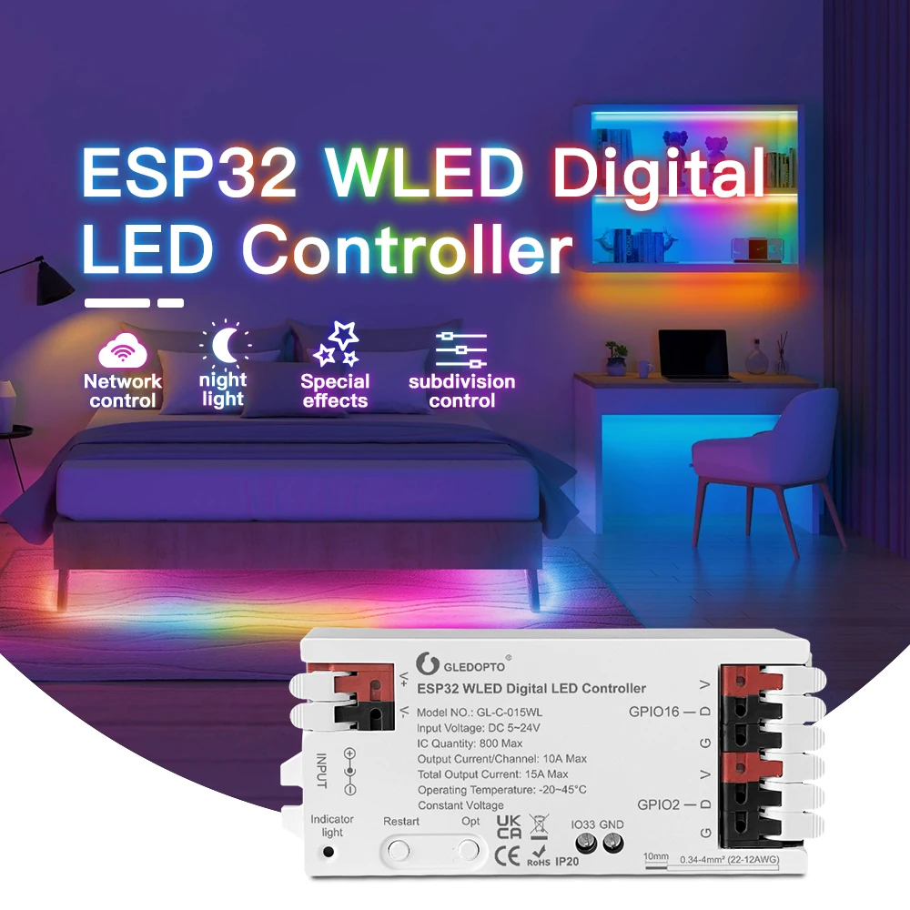 Светодиодная лента GLEDOPTO ESP32 WLED | AliExpress
