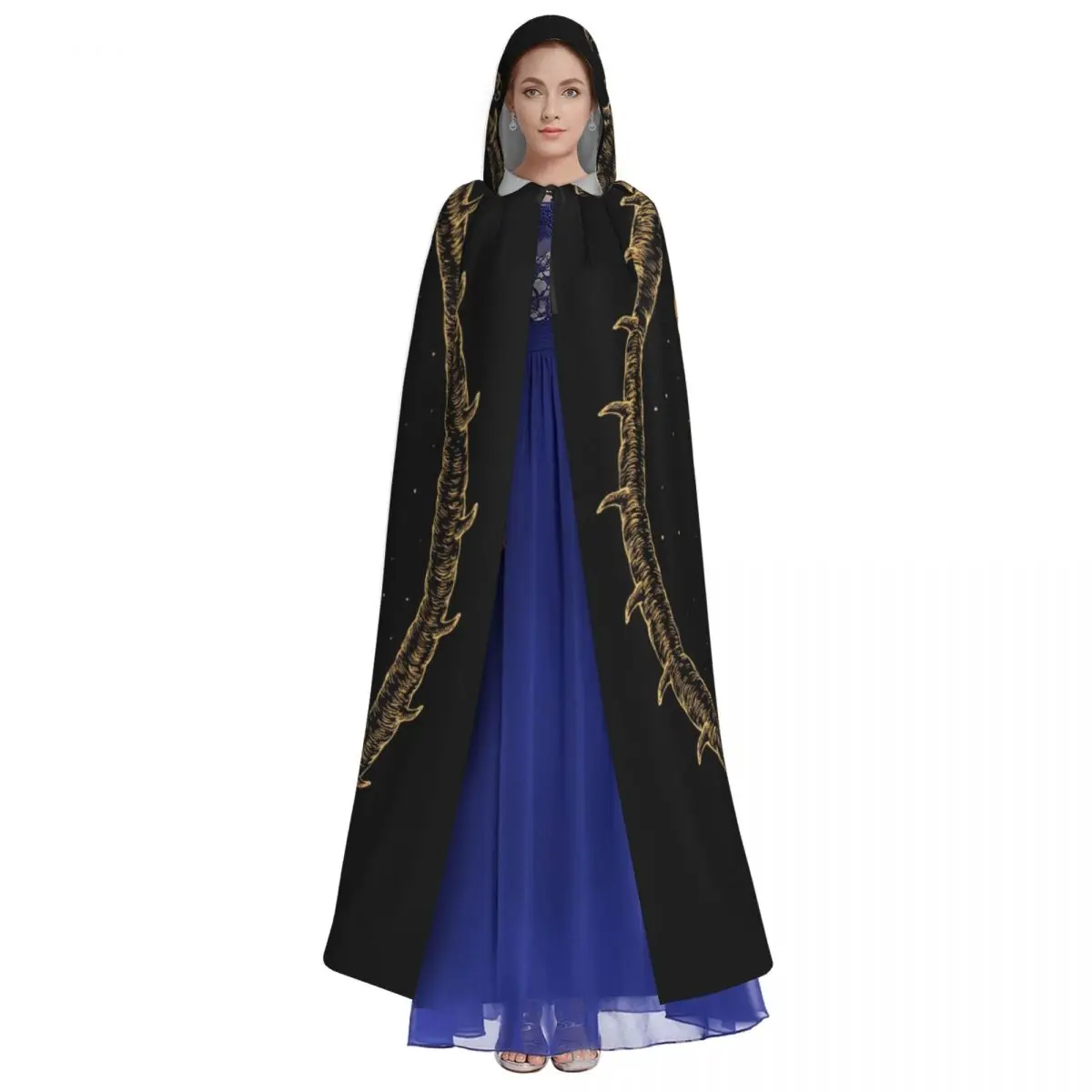 Unisex Witch Party Reversible Hooded Adult Vampires Cape Cloak Sun Moon ...