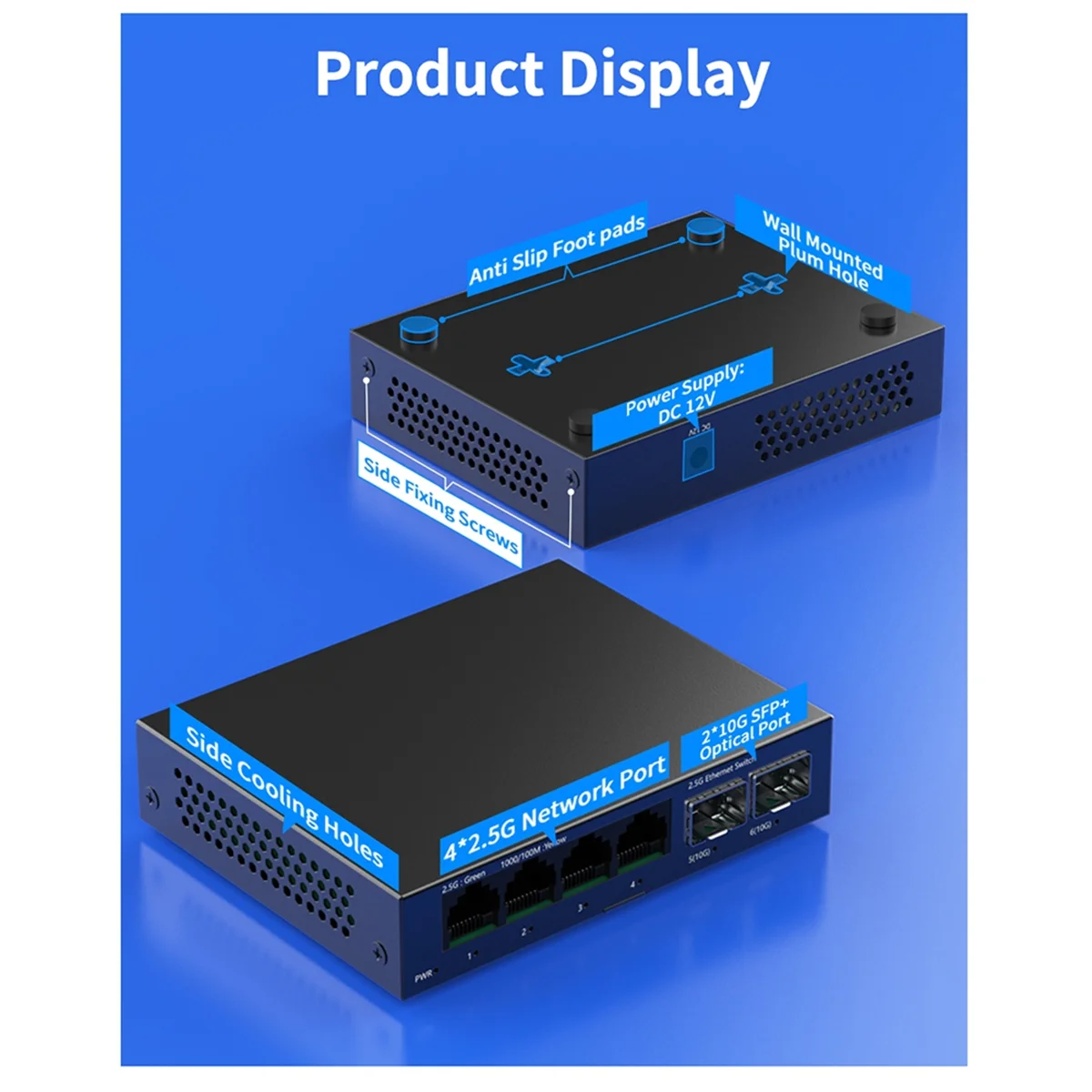 Коммутатор 2,5 Гб, 4-портовый неуправляемый сетевой коммутатор 2,5 G с ...