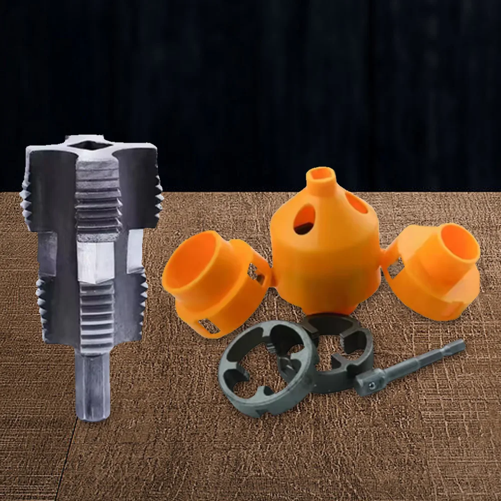 PVC Pipe Threader Kit with 1/2In 3/4 1 Inch Dies Pipe Threader Plumbing ...